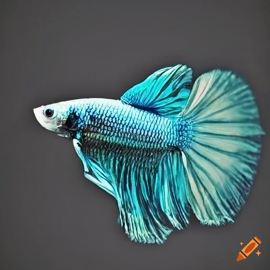 Turquoise betta fish with flowing fins and graceful tail on Craiyon