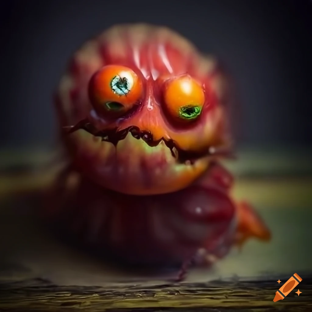 Ultra-realistic close-up portrait of the Rotten Tomato Fruit Monster on ...