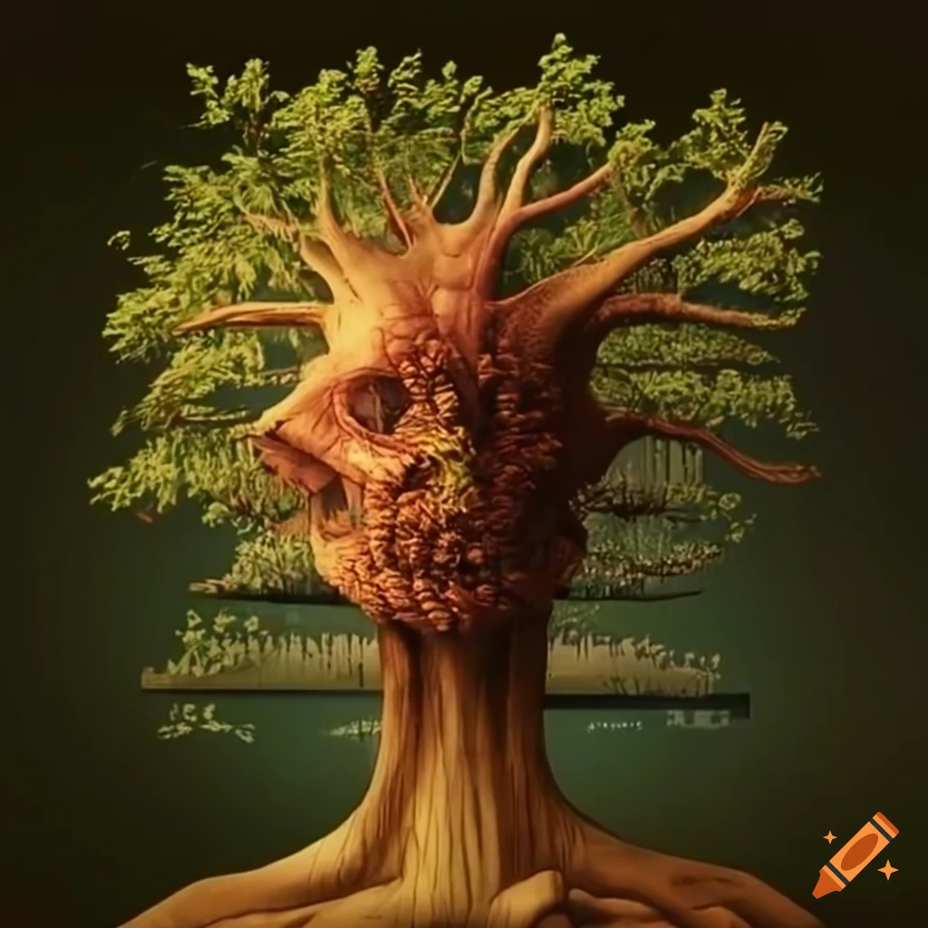 Hybrid of house, tree, and person on Craiyon