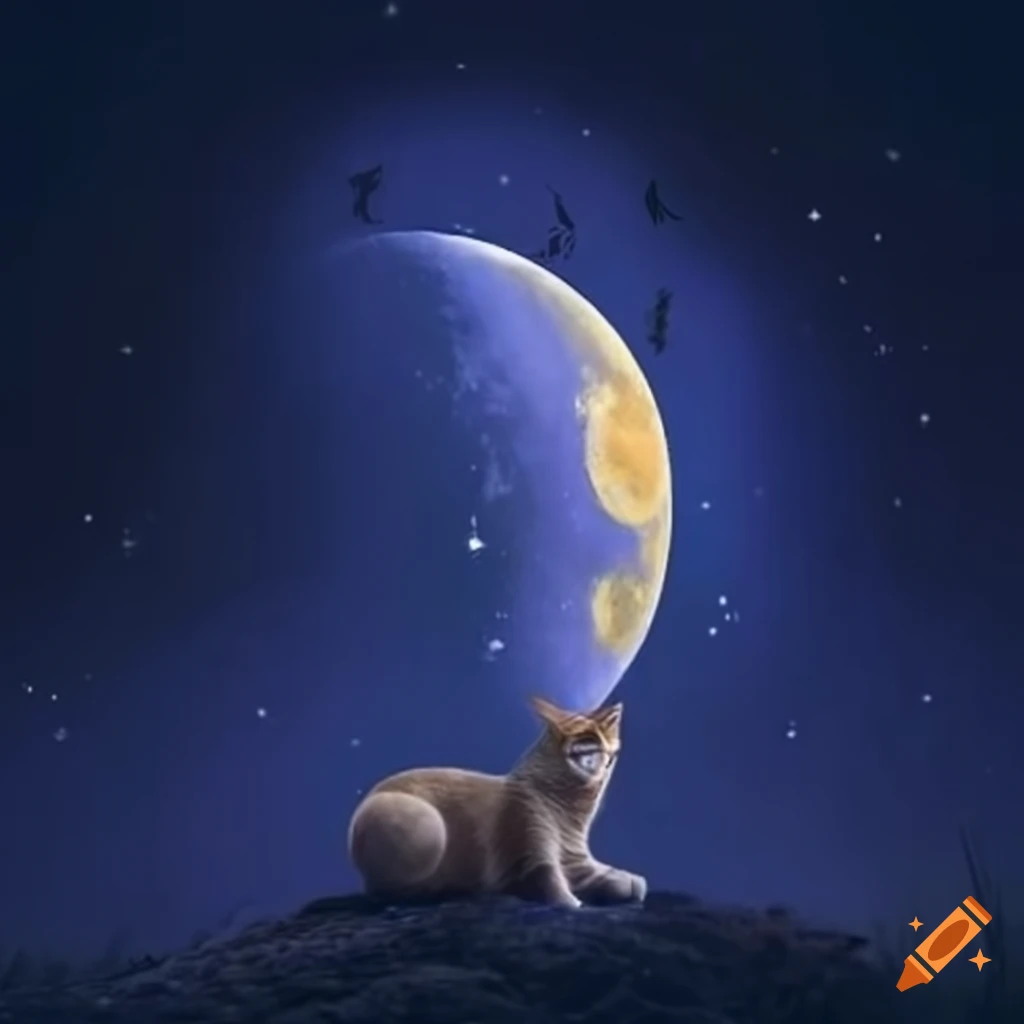 Cat sitting on the moon on Craiyon