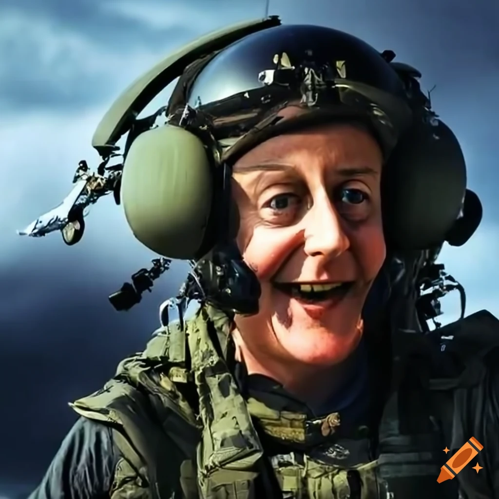 David cameron as a pilot of a gripen fighter jet on Craiyon