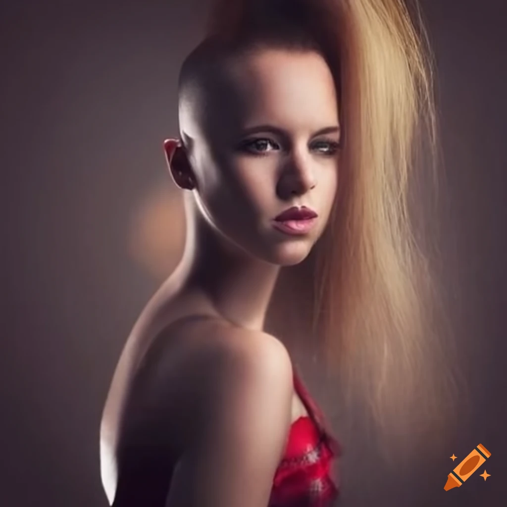 Girl with mohawk and ponytail hairstyle on Craiyon