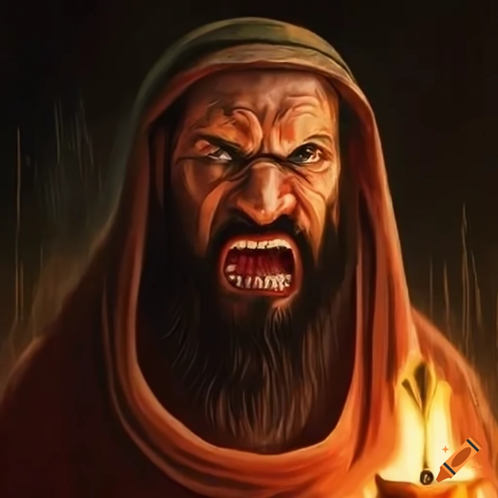 Group of angry men in a biblical scene on Craiyon