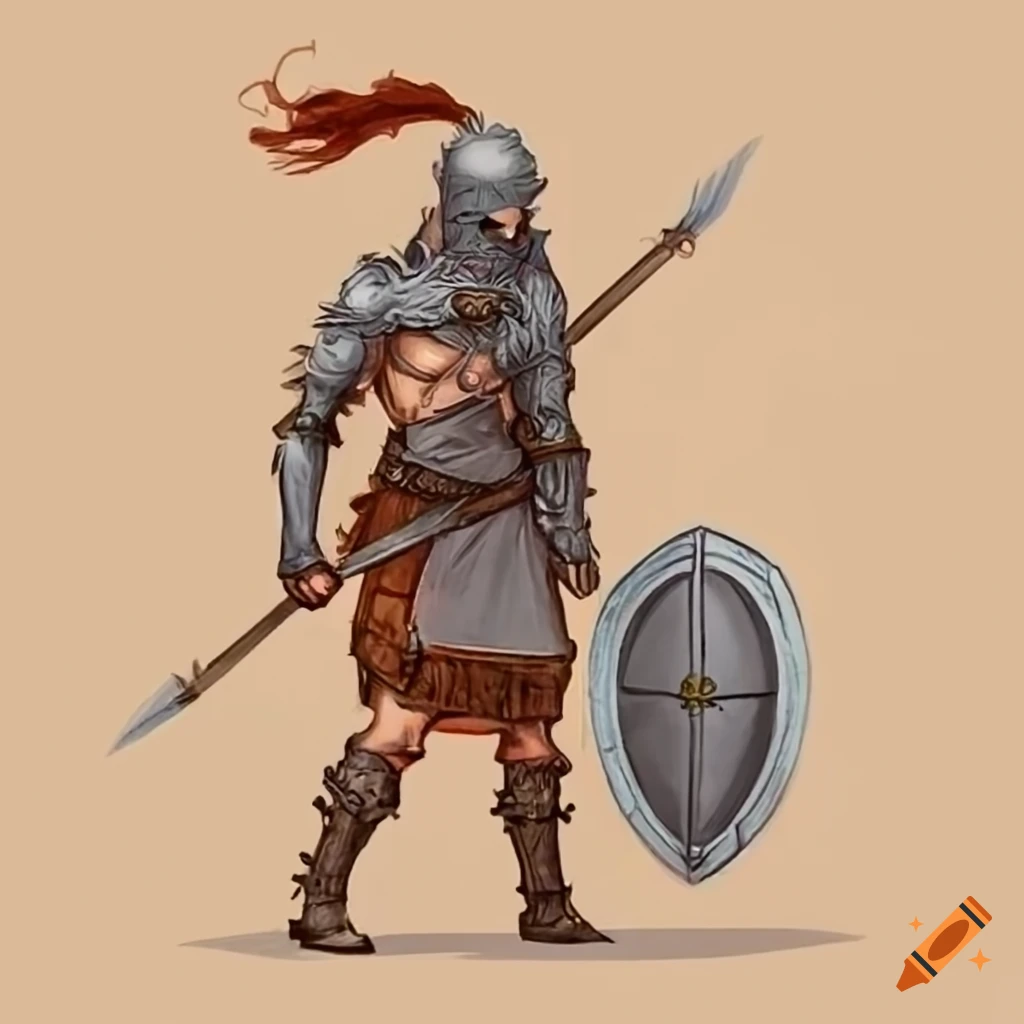 Warrior sprite with sword and shield on Craiyon