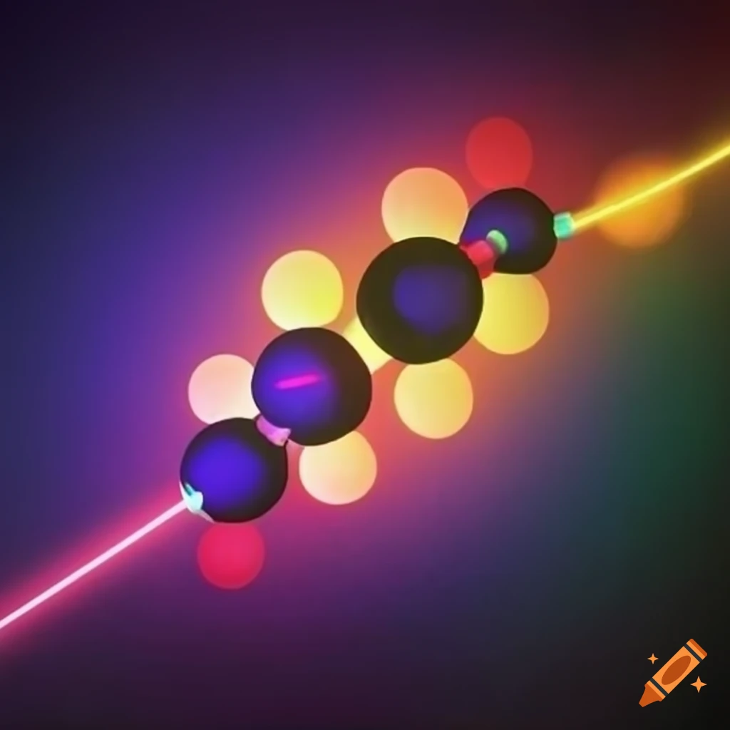 Chemical molecule and laser light passing through in a rectangle on Craiyon