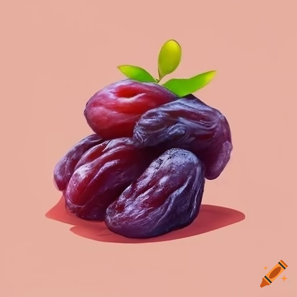 Anime illustration of dried prune fruit on Craiyon