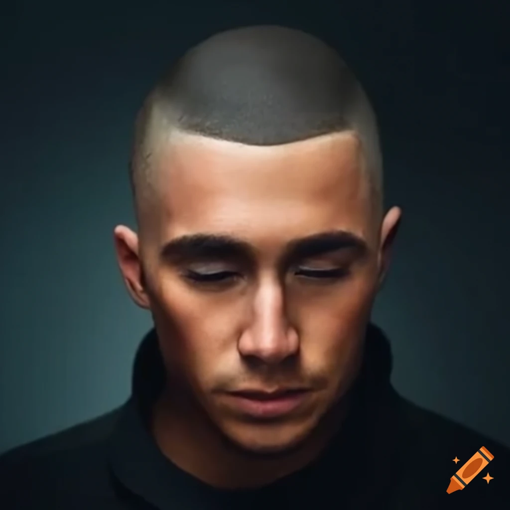 Gaetan with a buzz cut on Craiyon