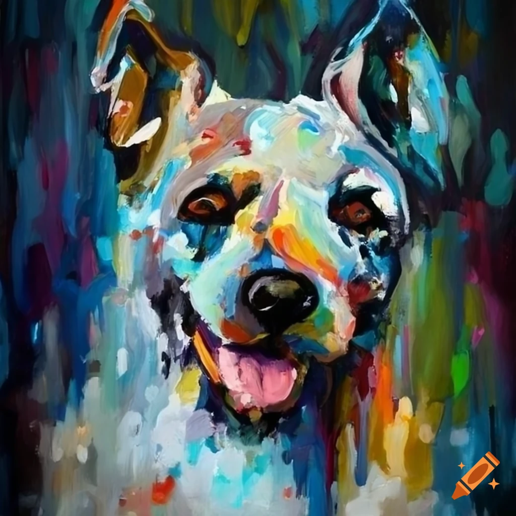 Abstract painting of dogs on Craiyon