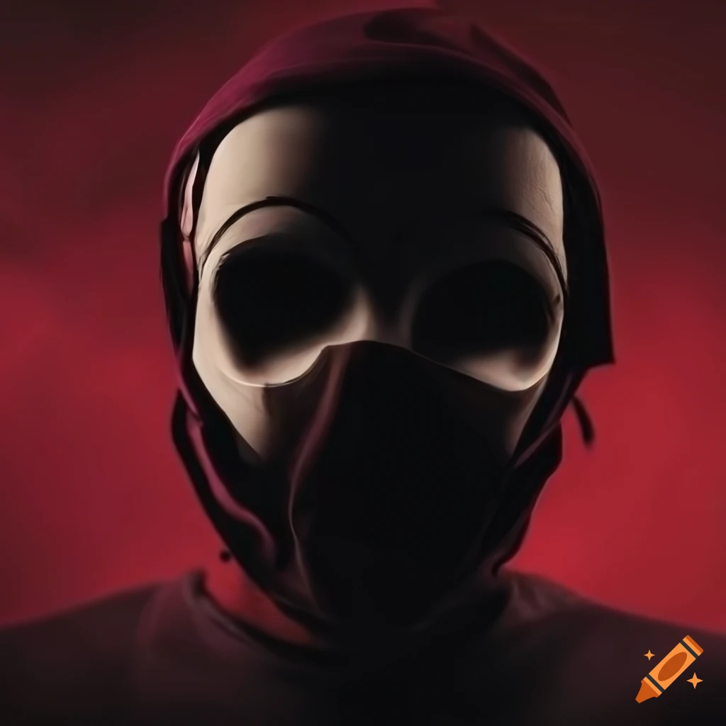 Masked man on a dark background, ideal for laptop wallpaper on Craiyon