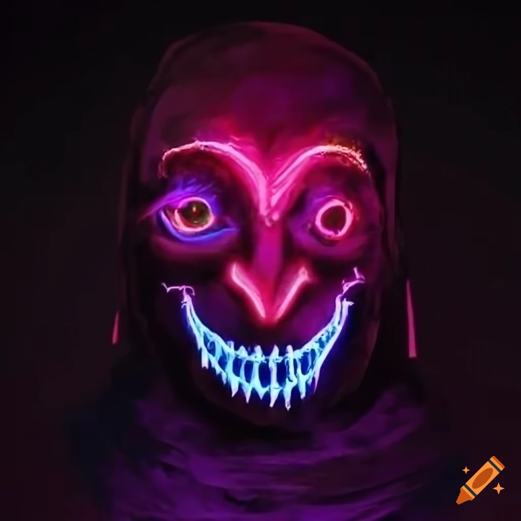 Neon evil smile on Craiyon