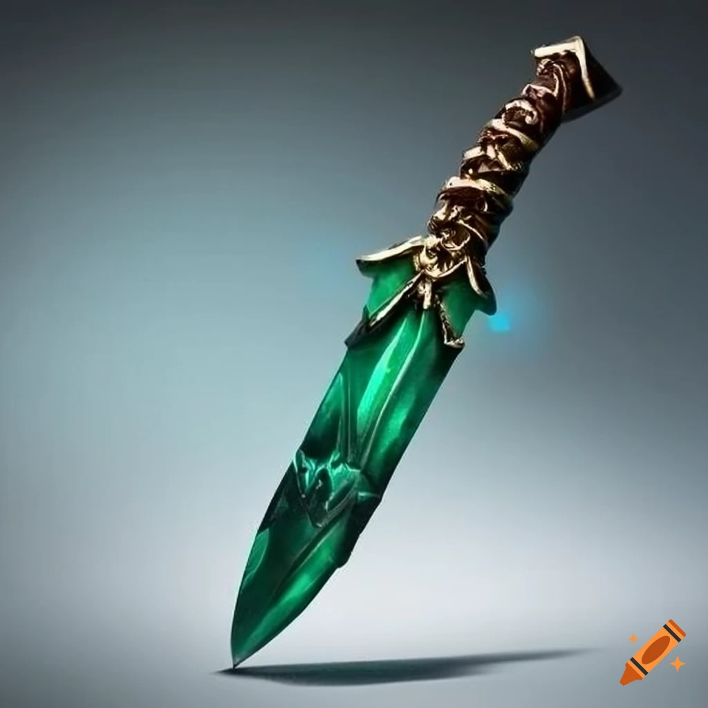 Emerald bladed daggers with chains on Craiyon