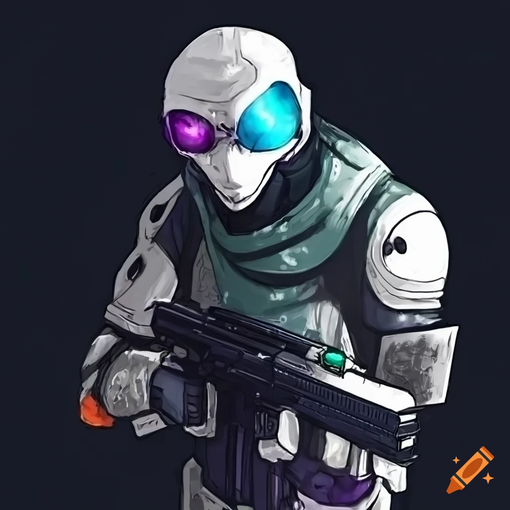 Futuristic space soldier shooting liquid with gun on Craiyon