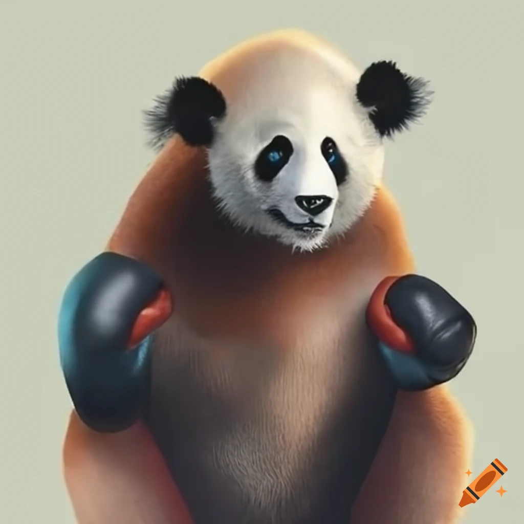 Kanye west boxing with a panda on Craiyon