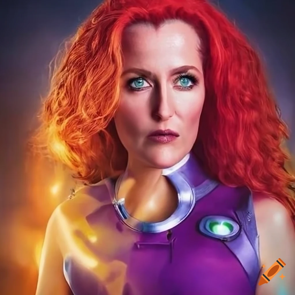 Gillian anderson cosplaying as starfire in a photo realistic style on ...