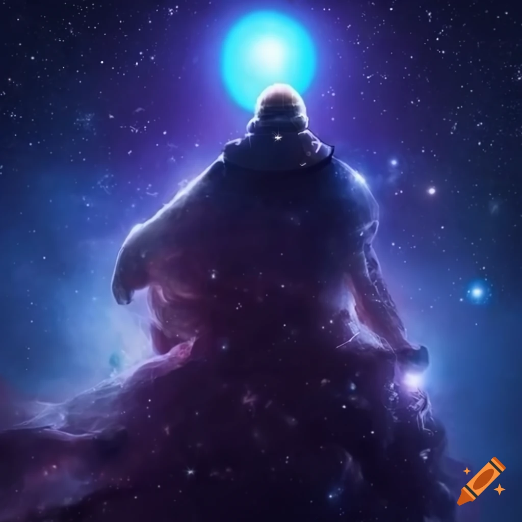 God of space resembling the night sky, guarding planets and stars on ...