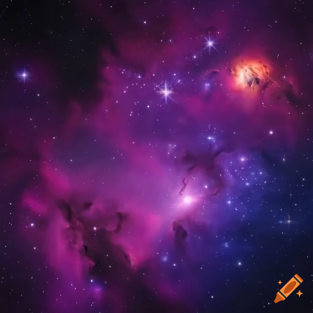 Multiple earth-like planets floating in a purple nebula space on Craiyon