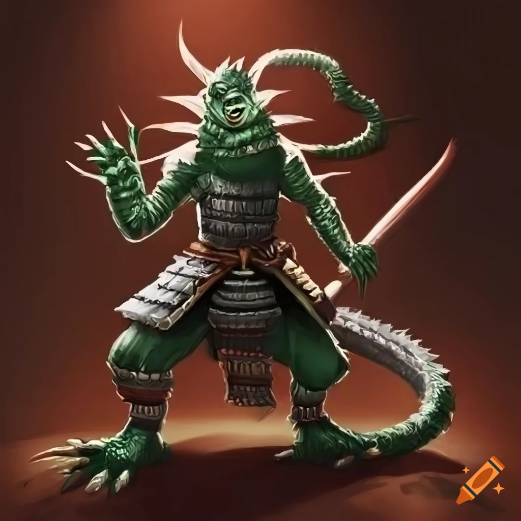 Lizardfolk samurai on Craiyon