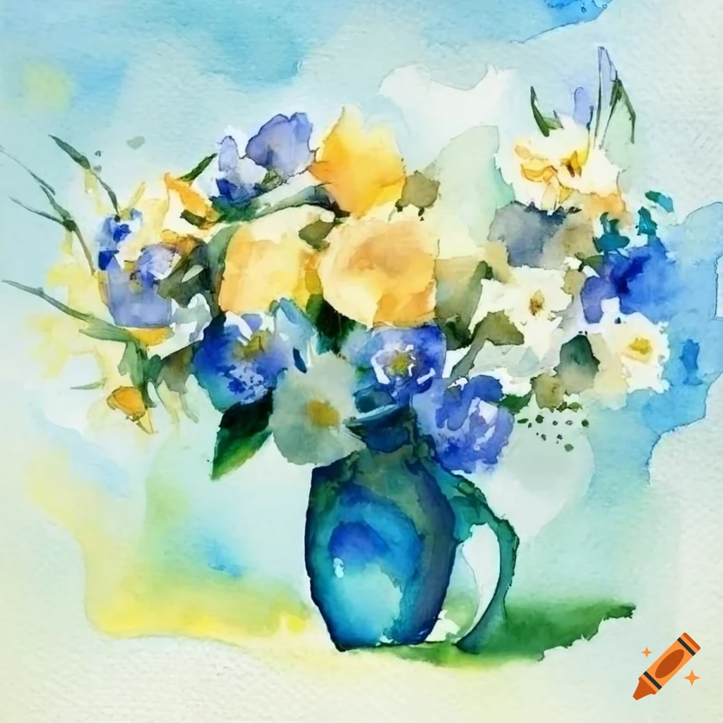 Delicate spring bouquet in a beautiful vase on Craiyon