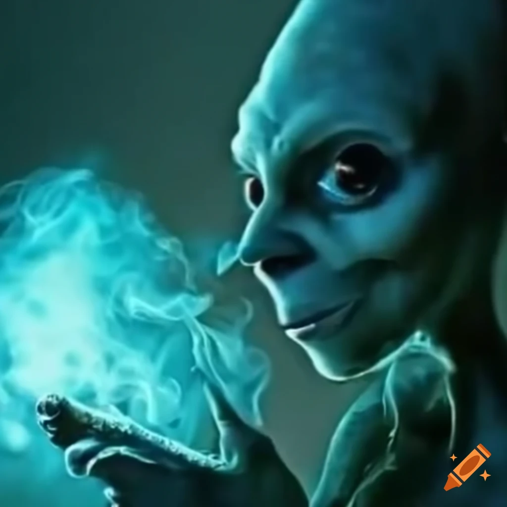 Aliens and wizards smoking weed in a cctv footage on Craiyon