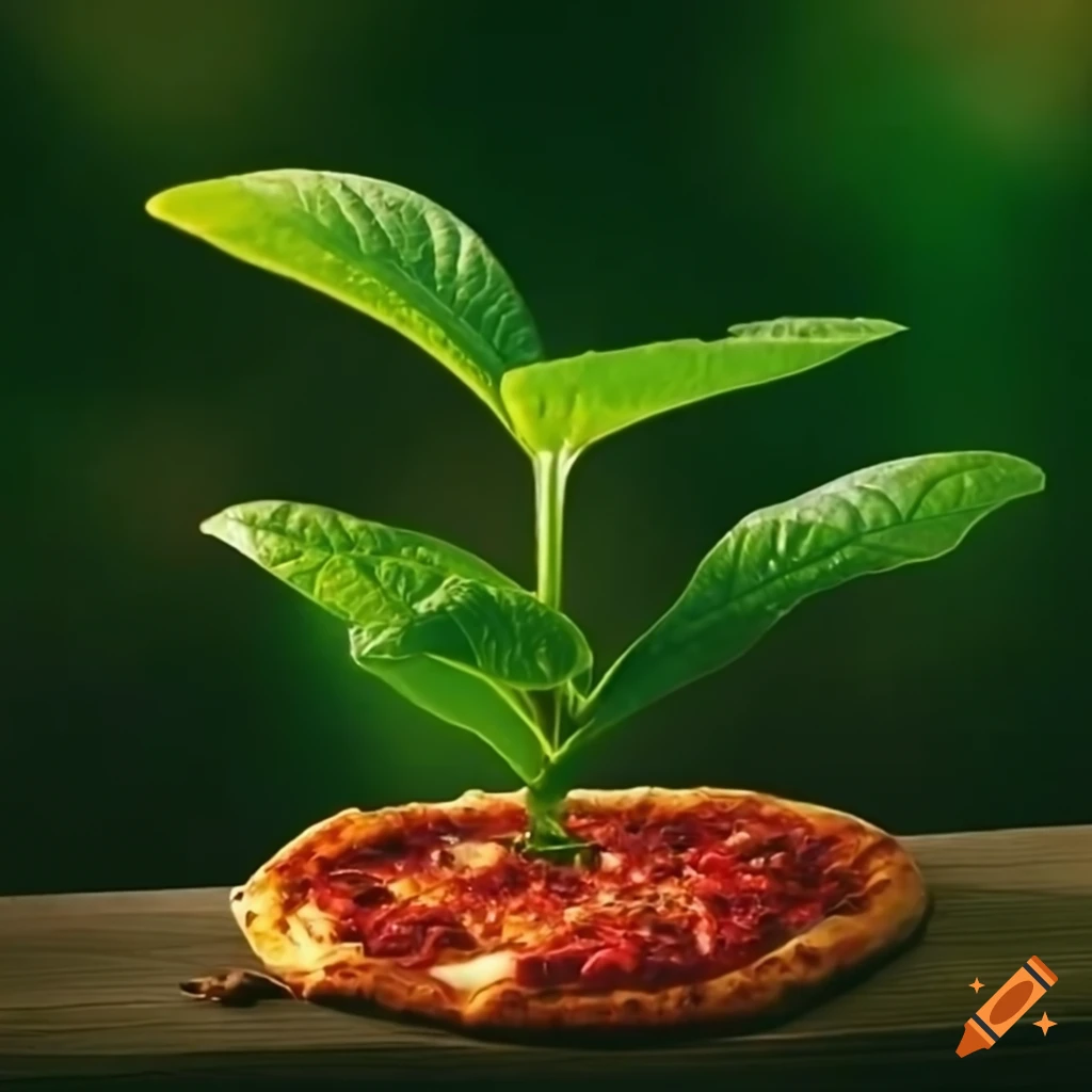 Plant growing out of pizza on Craiyon