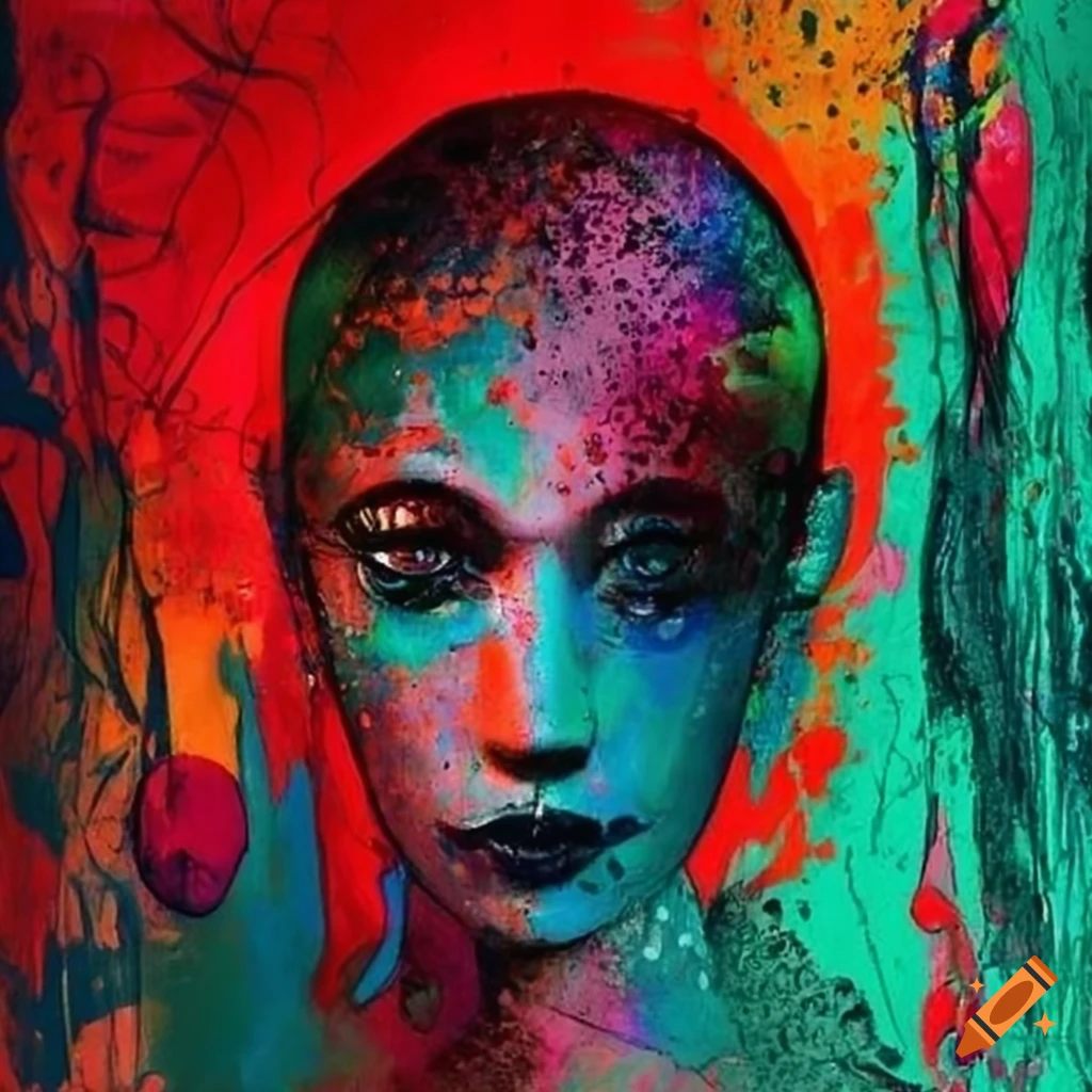 Abstract splatter painting with various colors for contemporary drawing ...