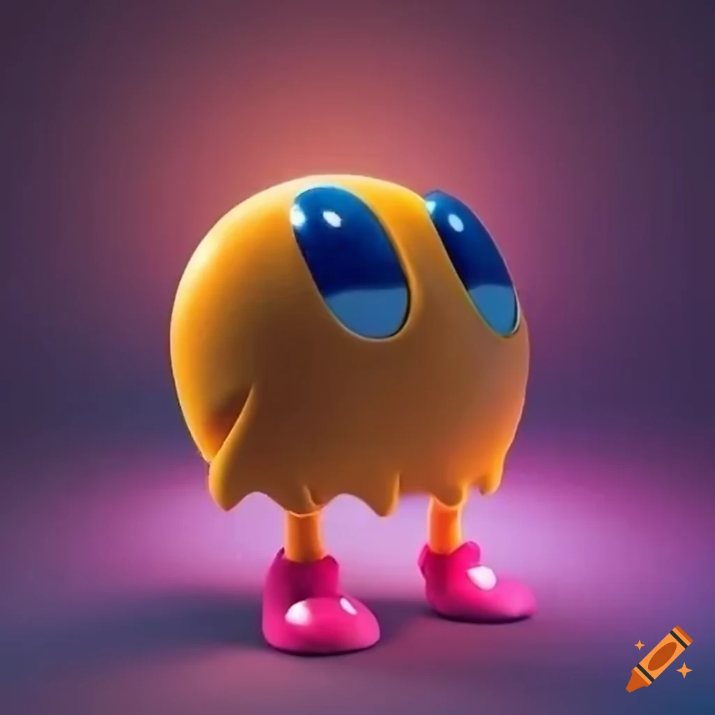 Cute pacman character walking to the right on Craiyon