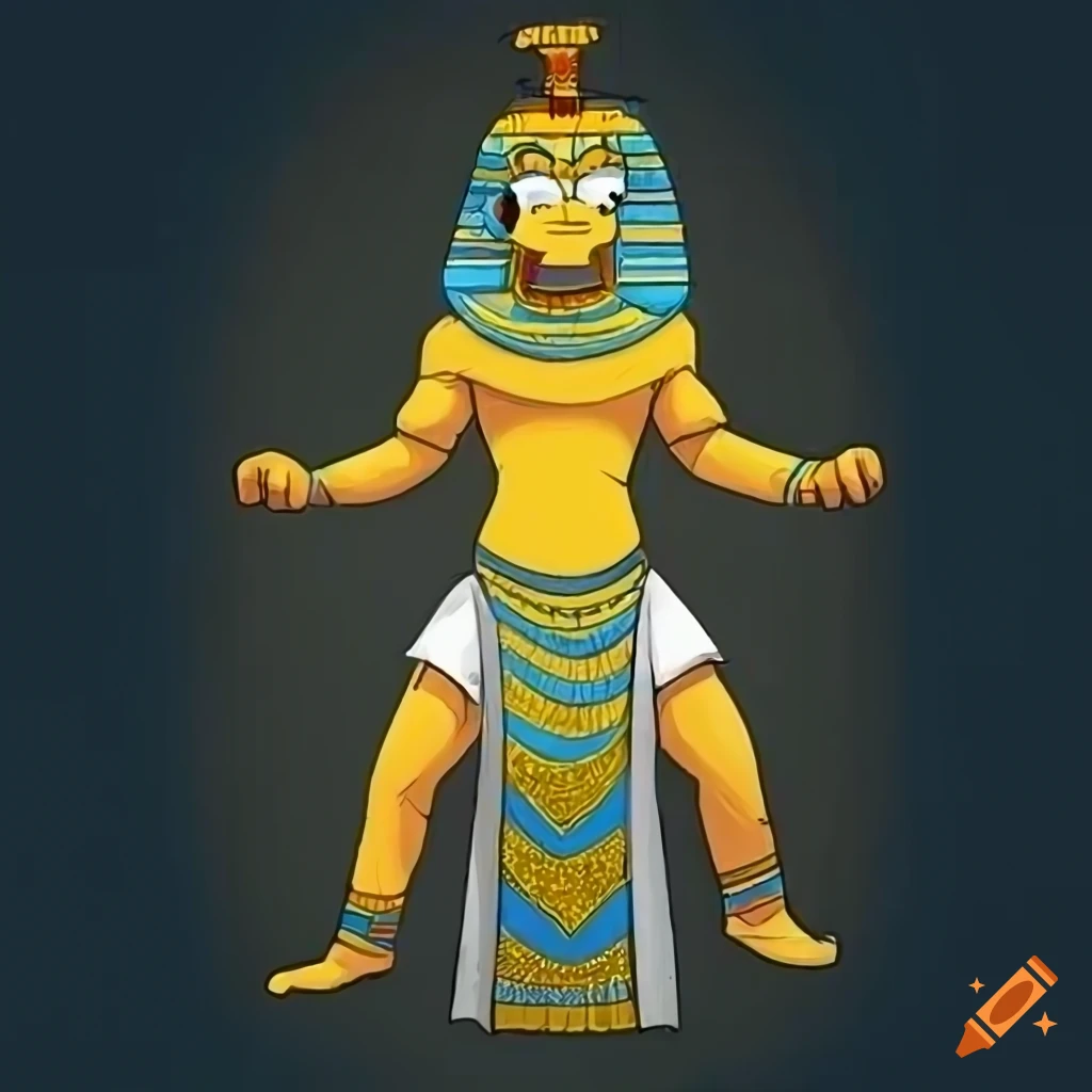 Realistic full body ancient Egyptian in The Simpsons cartoon style on ...