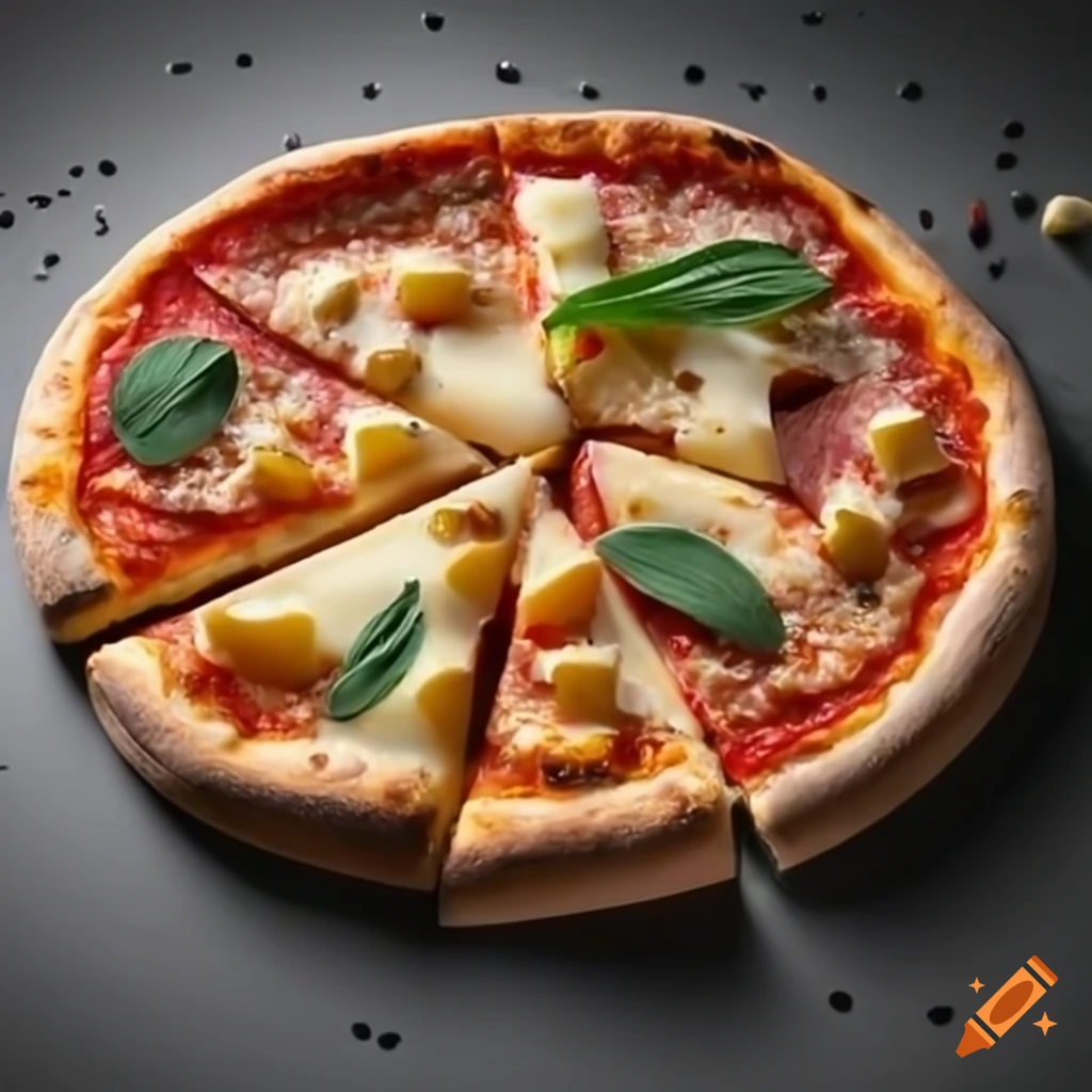 Pizza topped with four cheeses on Craiyon