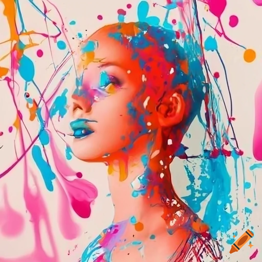 Abstract model for contemporary drawing with vivid colors on Craiyon