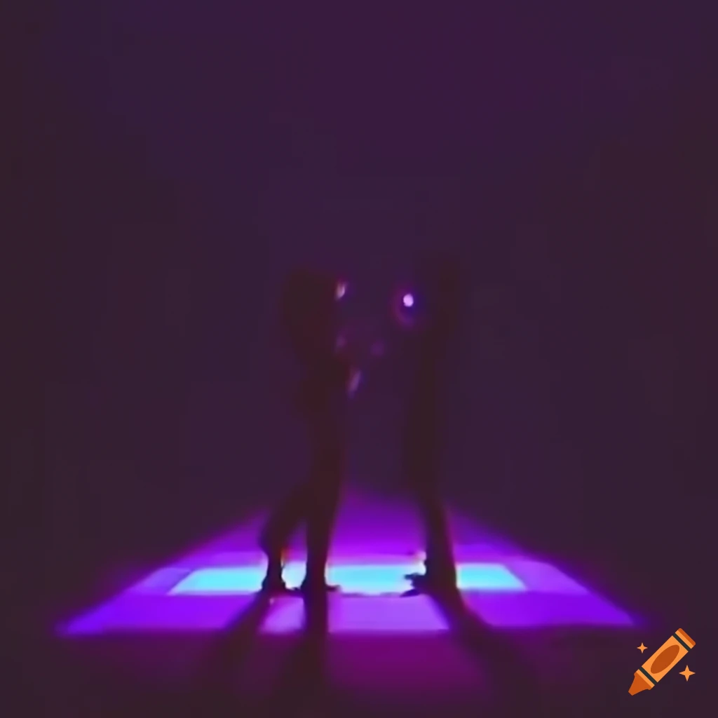 Androdes Kissing In 80s Sci Fi Style With Faded Colors And Blur Effect
