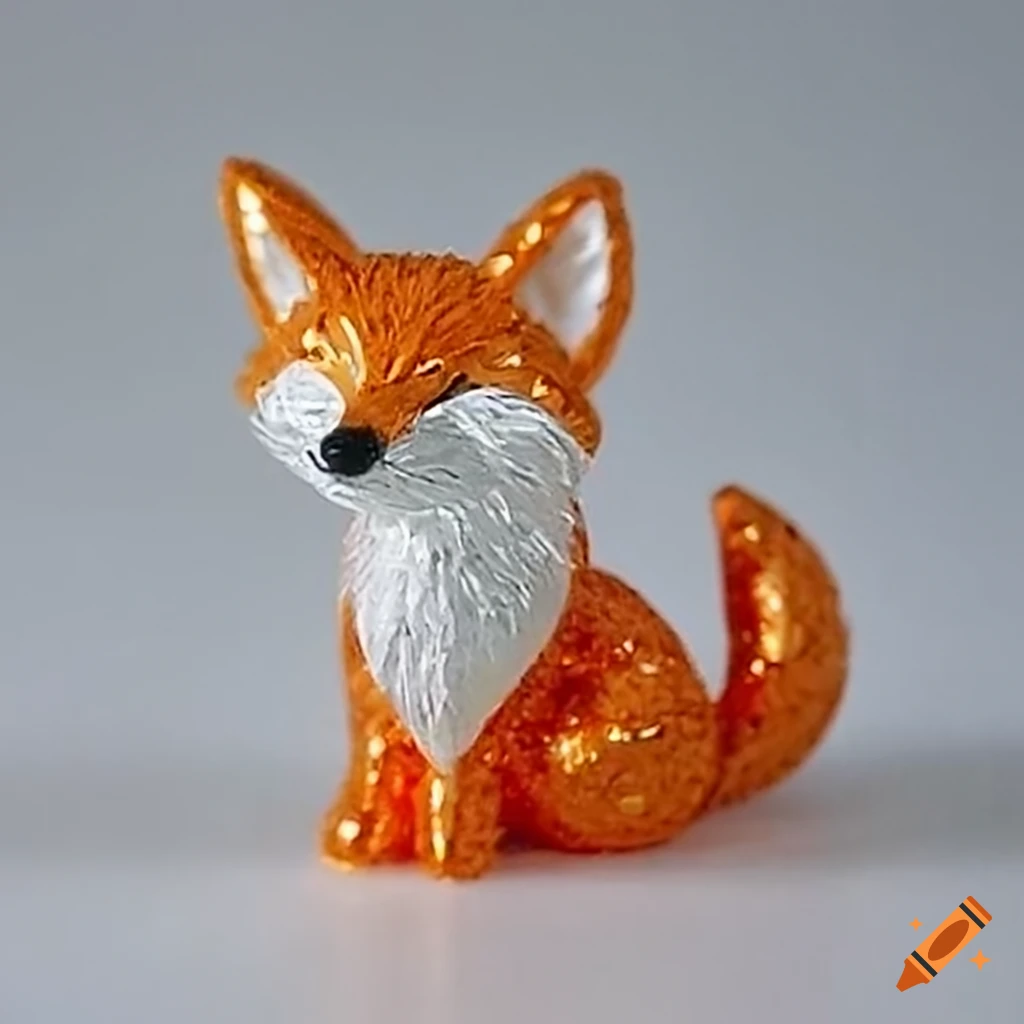 Mini fox made of orange diamond in good lighting on Craiyon