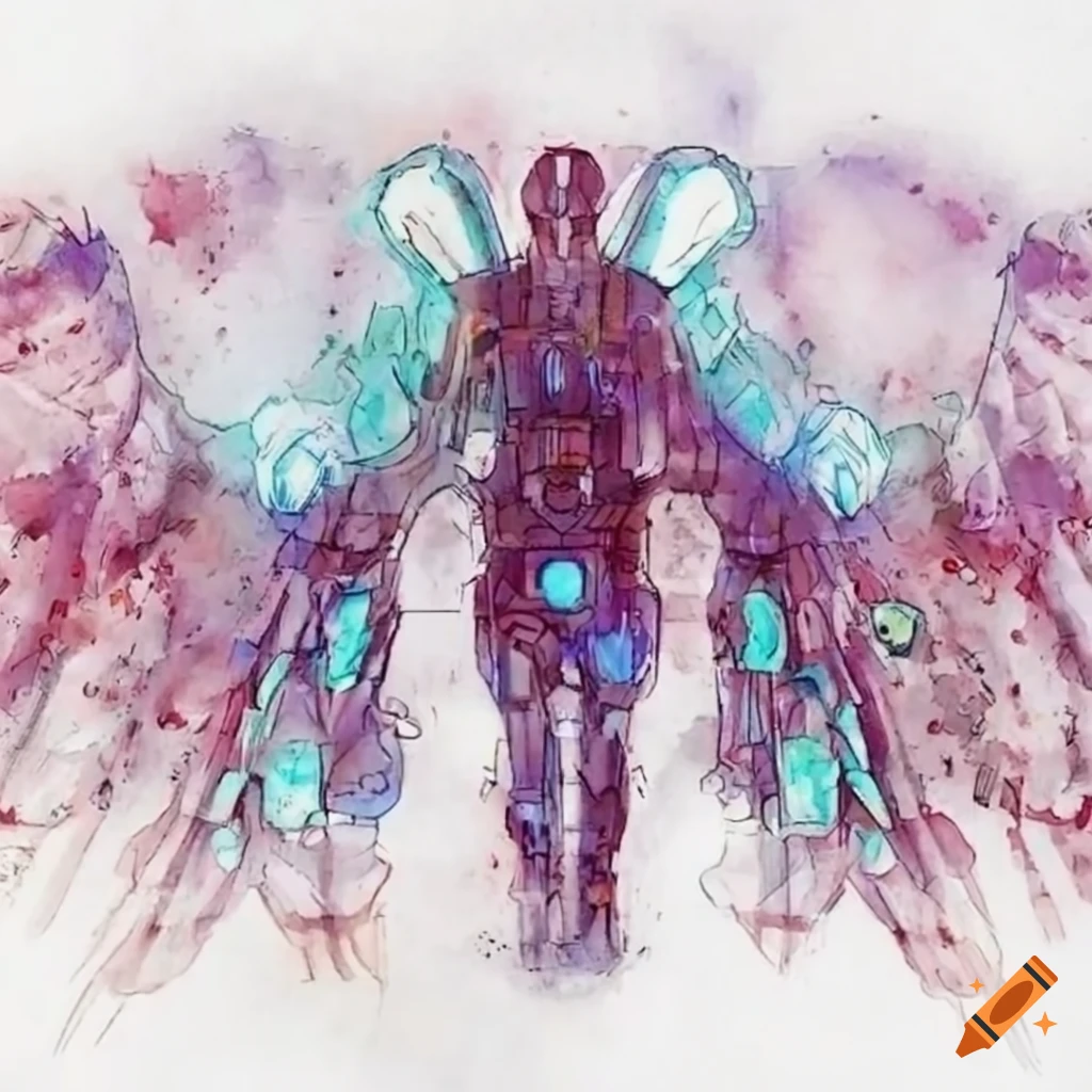 Technological angel in outer space with cyber wings on Craiyon