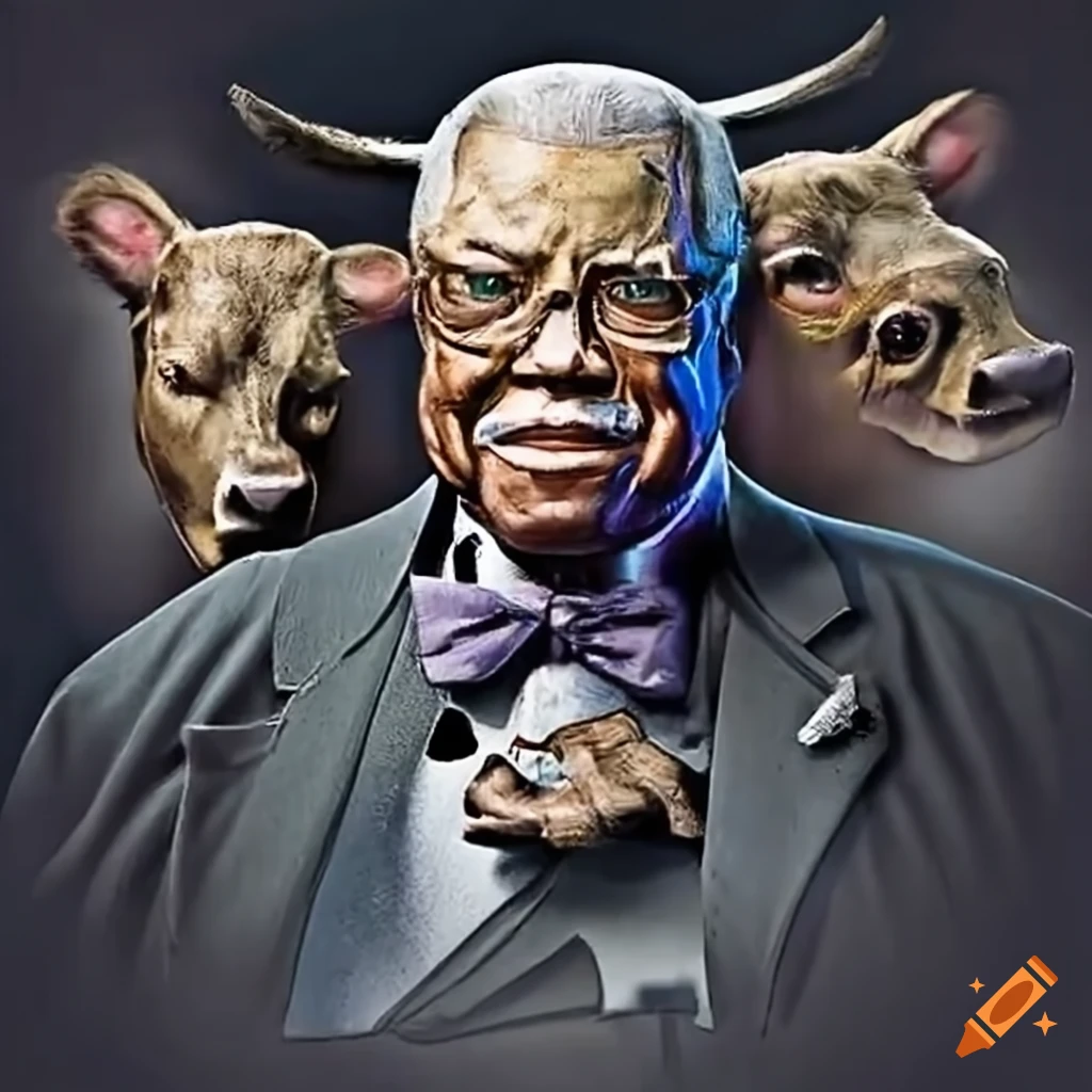 James earl jones terminator with lasers fighting cows on Craiyon