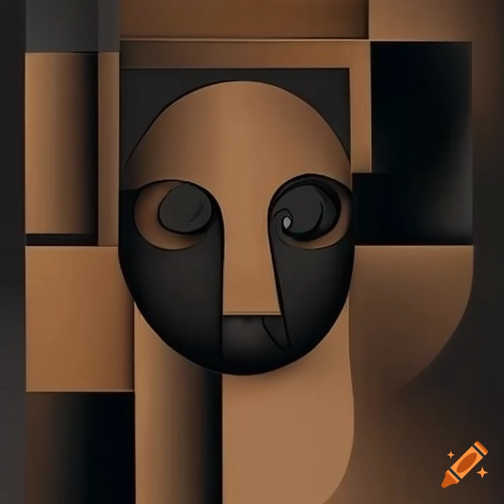 Cubism artwork in black, beige, and brown colors on Craiyon