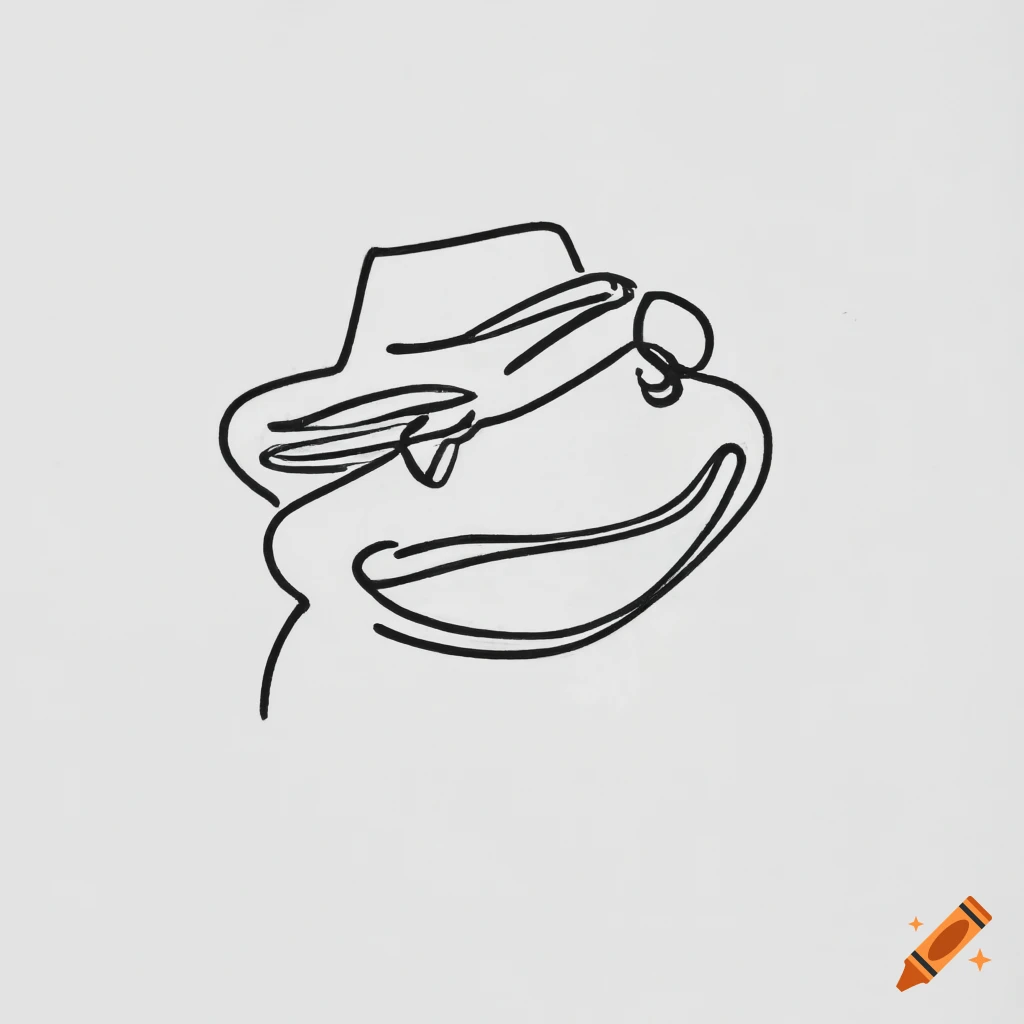 Frog with a hat drawing in one line on Craiyon