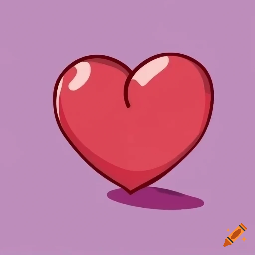 Cartoon heart icon in a simplistic style on Craiyon