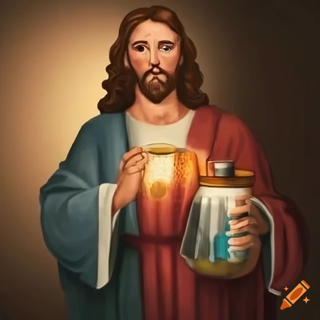 Jesus with a jar of nescafe on Craiyon