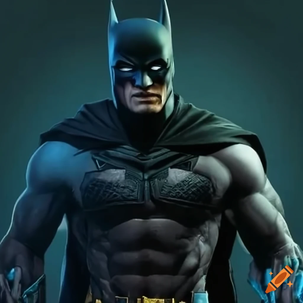 DC comic hero Batman portrayed by Alan Ritchson in a fighting stance on ...