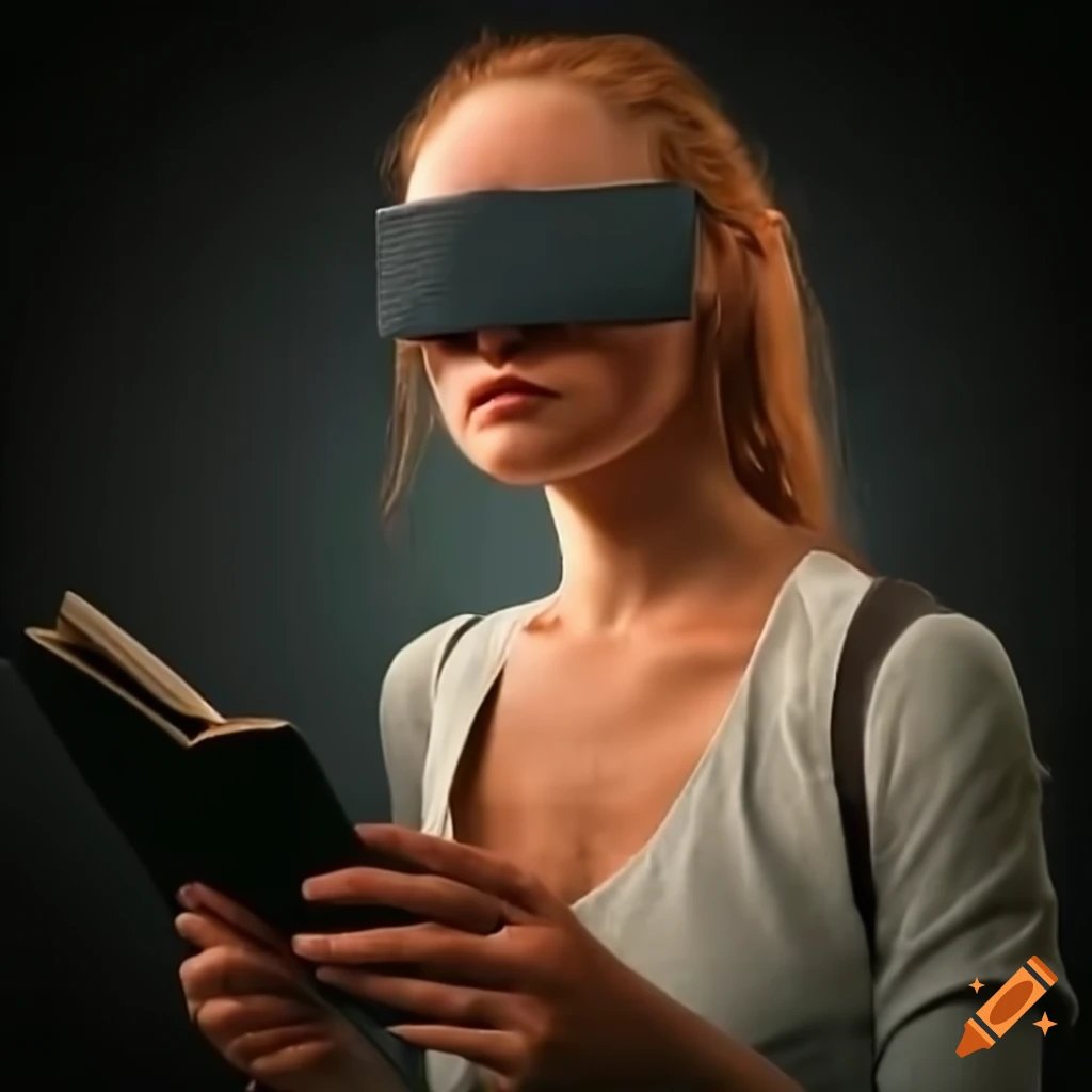 Blind woman reading a book on Craiyon