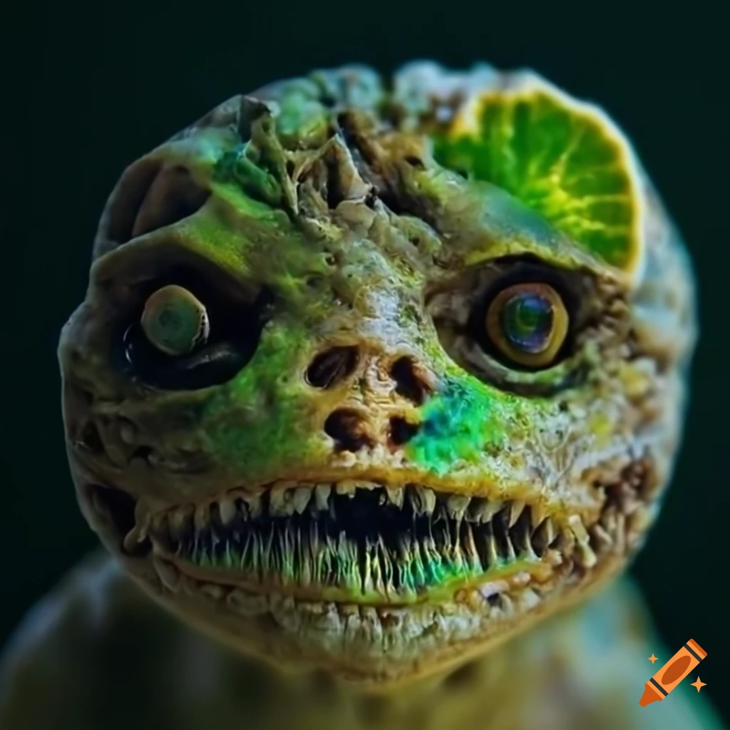 Close-up portrait of the Rotten Mutant Omega Mart Lemon Fruit Tree ...