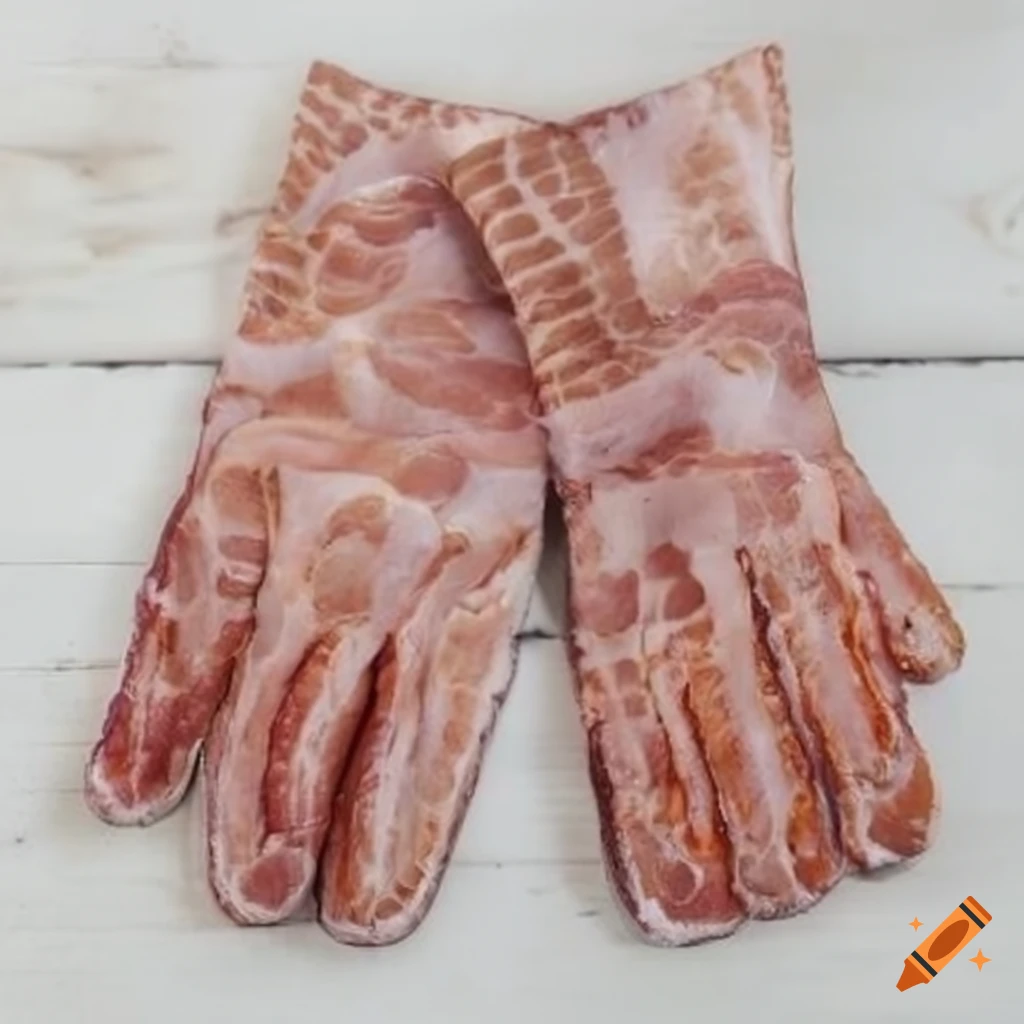 Bacon gloves on Craiyon