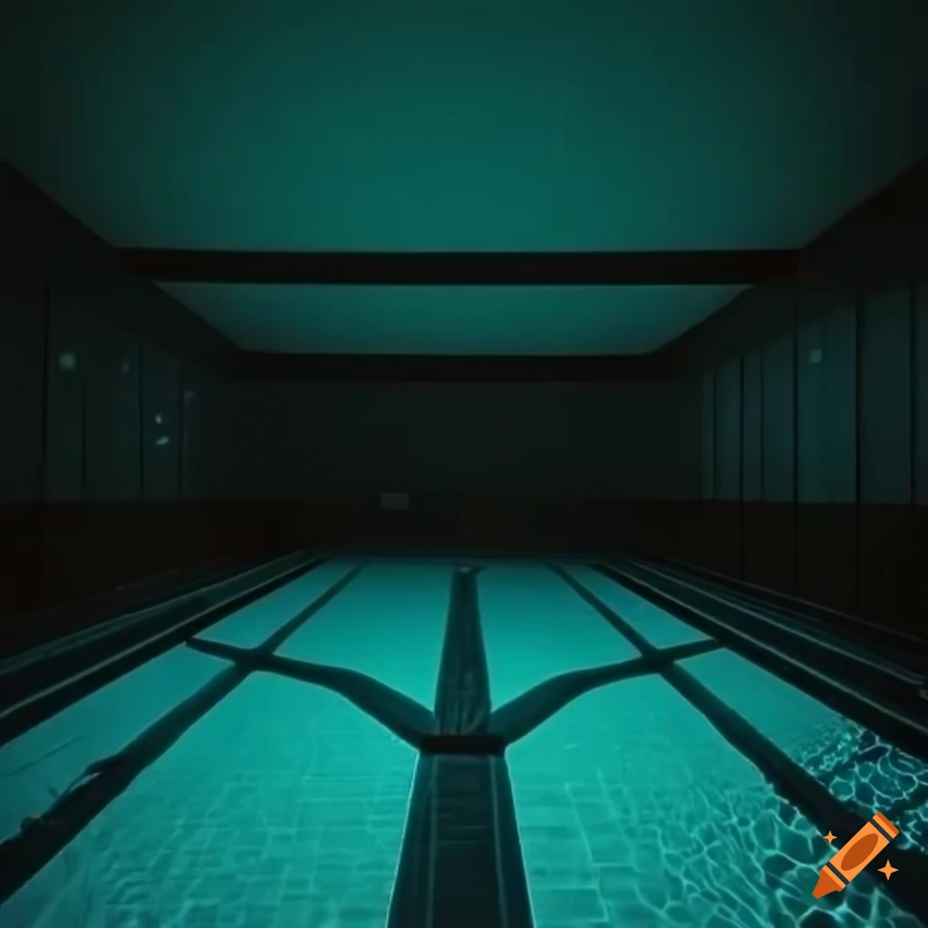 Endless backrooms with dark photography and an indoor swimming pool on ...