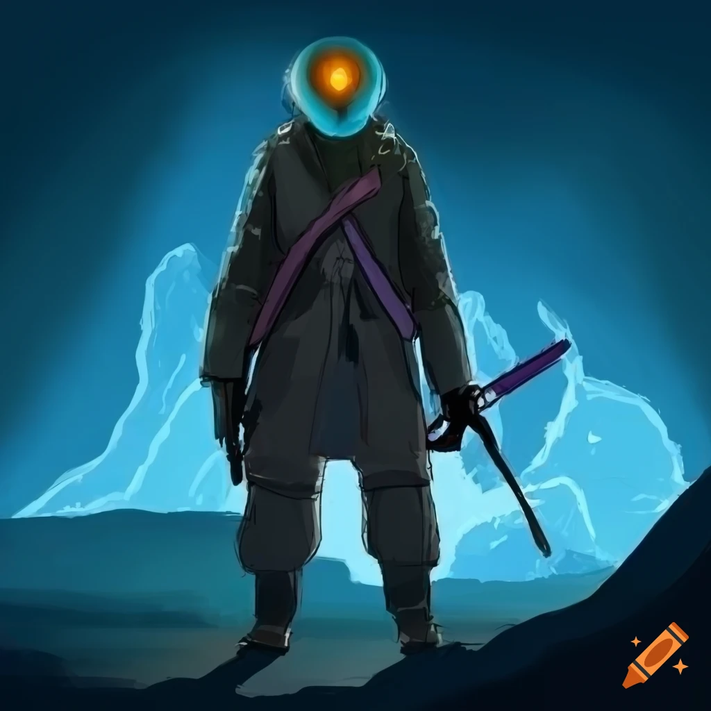 Masked space nomad drawing on Craiyon