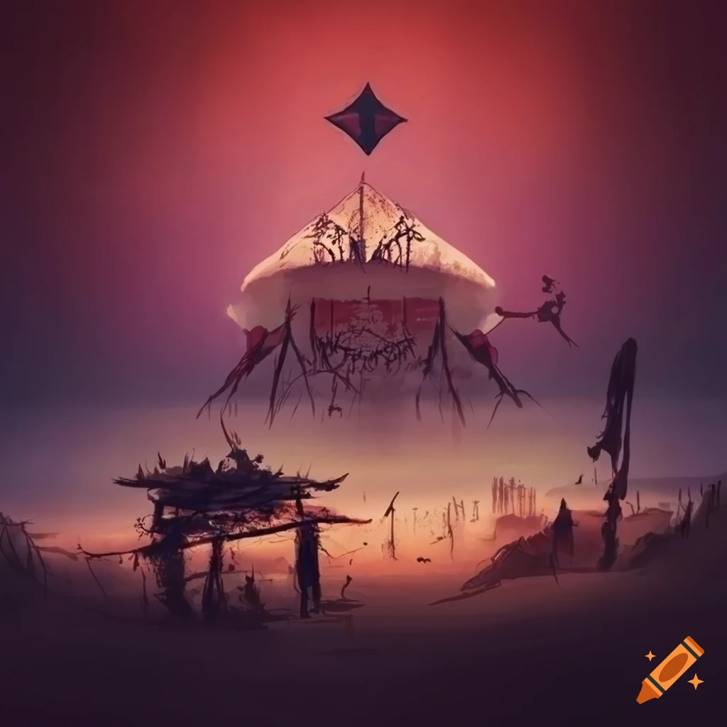 Post-apocalyptic native american war landscape with spiritual elements ...