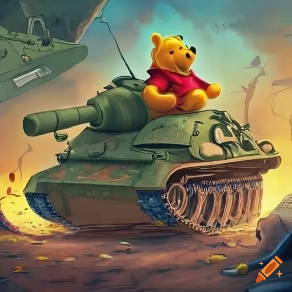 Artwork for Xbox One cover of Winnie-the-Pooh in a tank attacking a ...