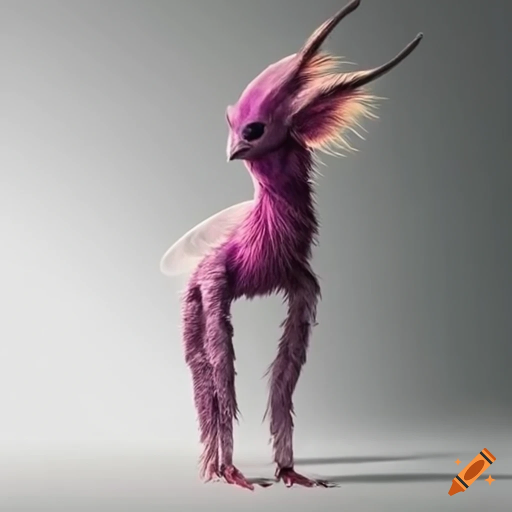 Animal with tul wings, fur body, and long legs on Craiyon