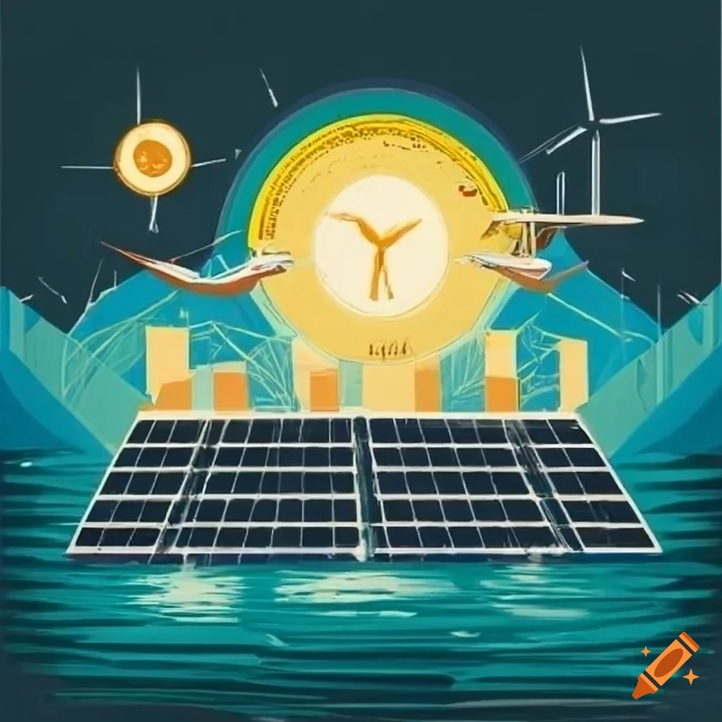 Poster art showcasing renewable energy integration in infrastructure on ...