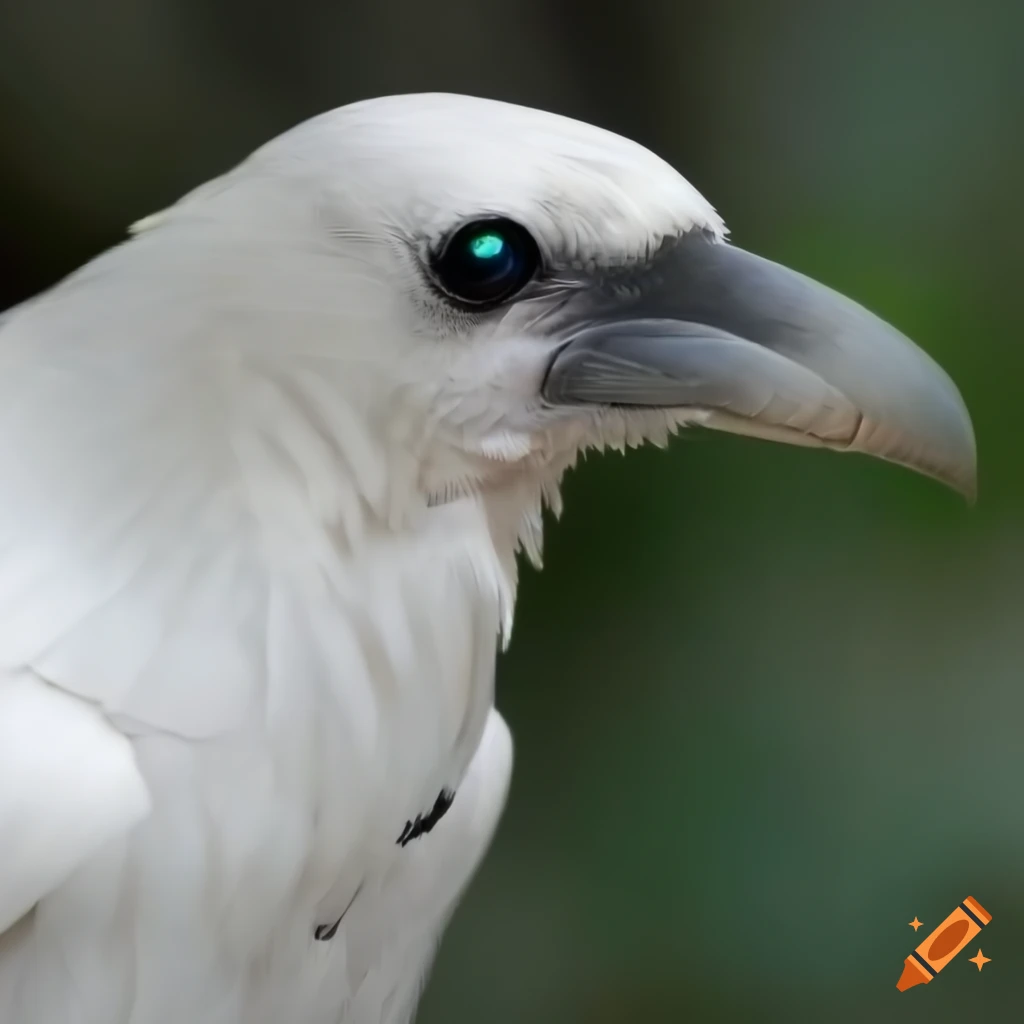 White raven with emerald colored eyes on Craiyon