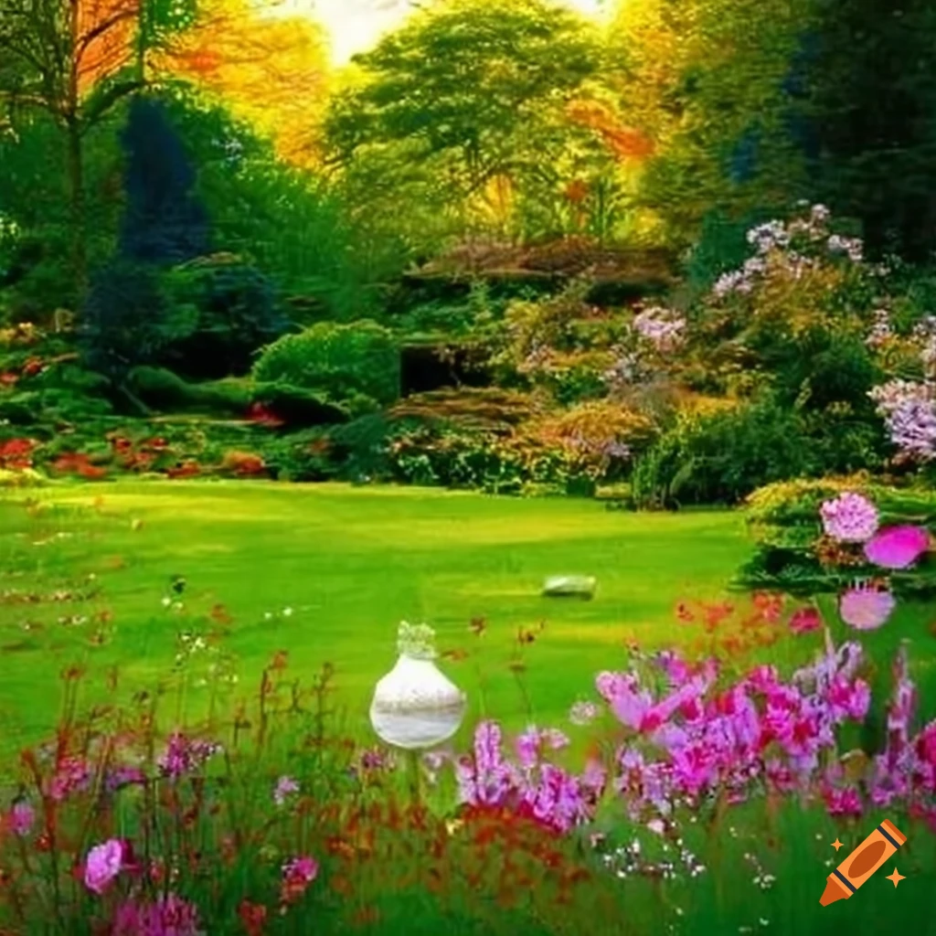 Beautiful garden view on Craiyon