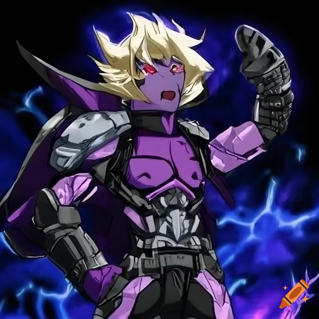 Galactic overlord in armor with dark energy in anime style on Craiyon